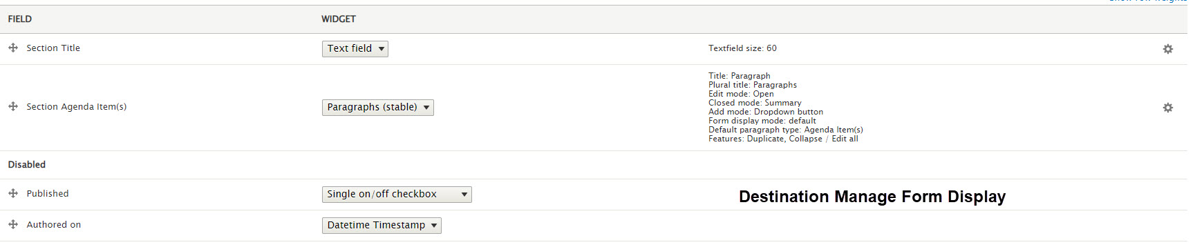 Configuration Coreentityviewdisplayparagraphnesteddefault Depends On The Fieldfield